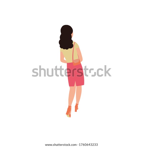 Illustration Woman Back Vector Illustration Flat Stock Vector (Royalty ...