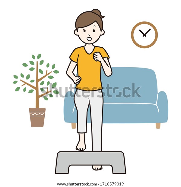 Illustration Woman Doing Step Down Exercise Stock Vector (Royalty Free ...