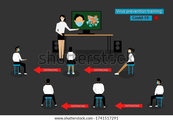 Illustration Woman Explaining How Prevent Covid19 Stock Vector (Royalty ...