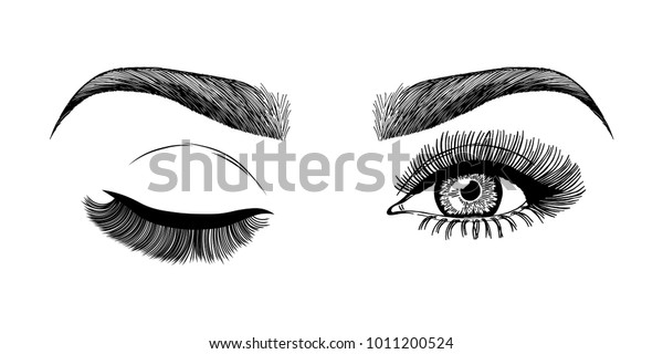 Illustration Womans Eye Wink Eyebrows Eyelashes Stock Vector (Royalty ...