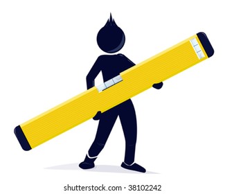 Illustration Worker Bubble Calibration His Hands Stock Vector (Royalty ...