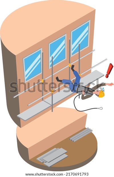 Illustration Worker Falling Scaffold: เวกเตอร์สต็อก (ปลอดค่าลิขสิทธิ์ ...