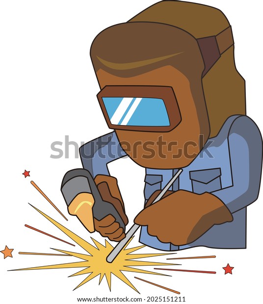 Illustration Worker Performing Welding Stock Vector (Royalty Free ...