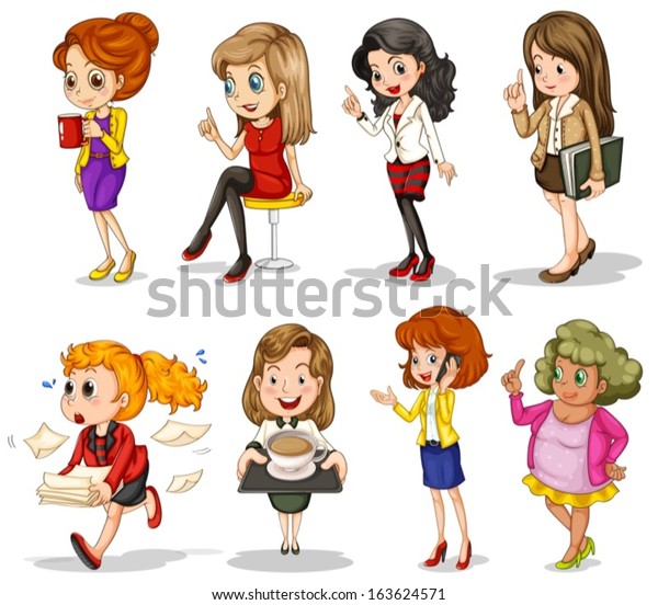 Illustration Working Ladies On White Background Stock Vector (Royalty ...