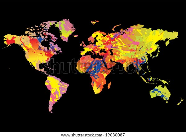 Illustration World Map Beautiful Colors Stock Vector (Royalty Free ...