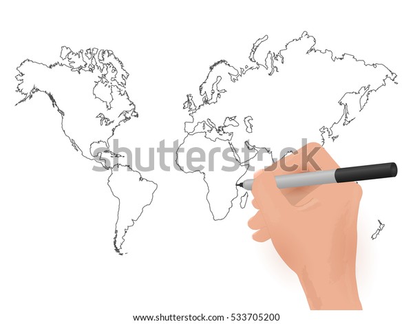 Illustration World Map Marker Sketch On 스톡 벡터(로열티 프리) 533705200 ...