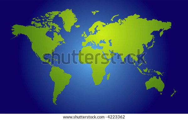 Illustration World Map Traditional Colors Showing Stock Vector (Royalty ...