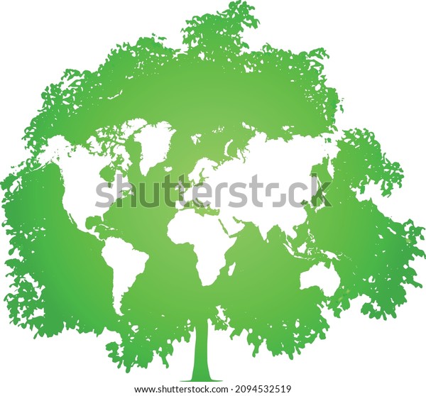 Illustration World Tree Design Isolated On: เวกเตอร์สต็อก (ปลอดค่า ...
