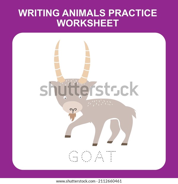 Illustration Writing Animals Practice Worksheet Educational: เวกเตอร์ ...
