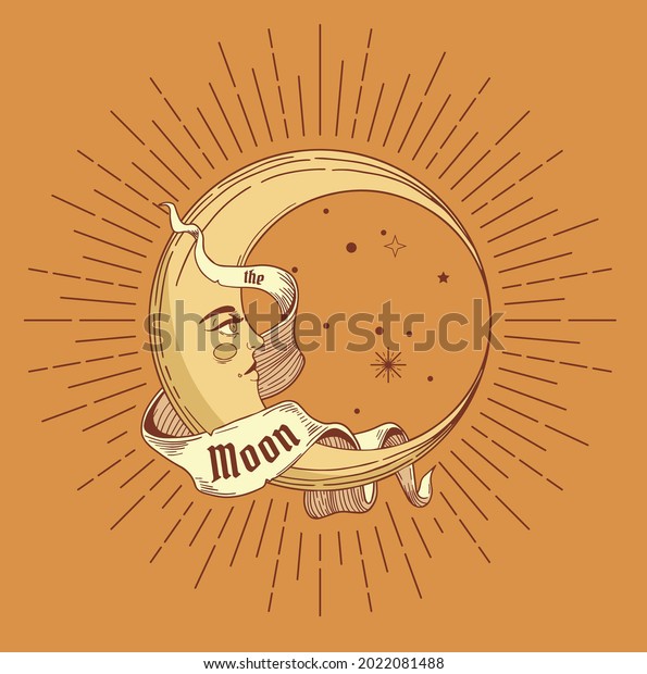 Illustration Yellow Colored Moon Face Colours Stock Vector (Royalty ...