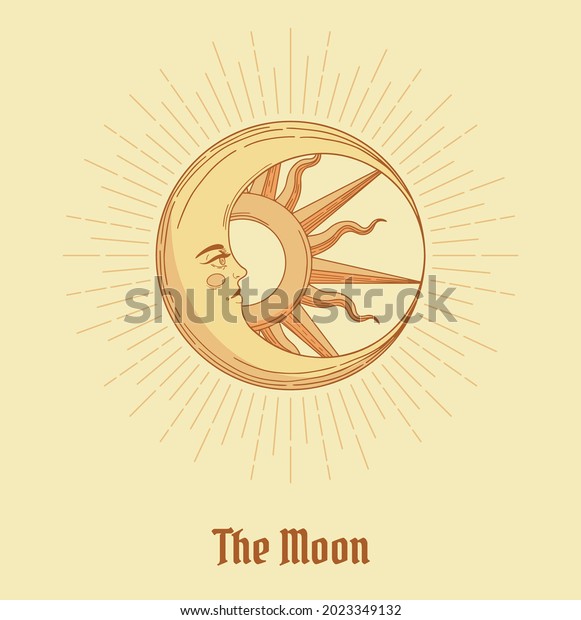 Illustration Yellow Colored Moon Face Colours Stock Vector (Royalty ...