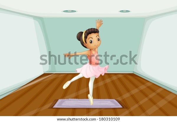 Illustration Young Ballet Dancer Dancing Above 库存矢量图（免版税）180310109