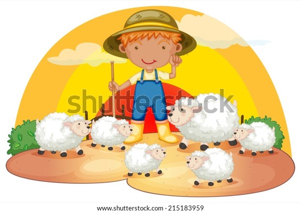Illustration Young Boy His Sheeps On Stock Vector (Royalty Free ...