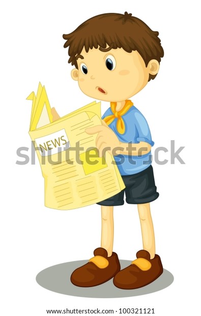 Illustration Young Boy Reading Paper Stock Vector (Royalty Free ...