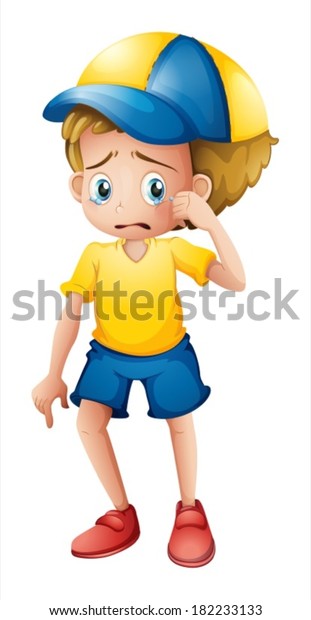 Illustration Young Boy Sobbing On White Stock Vector (Royalty Free ...