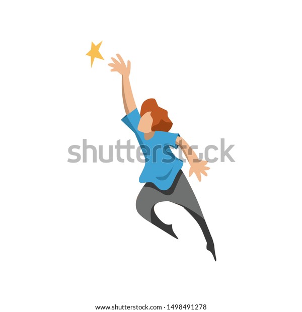 Illustration Young Man Jump Reaching Star Stock Vector (Royalty Free ...