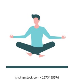 Illustration Young Man Meditating Vector Stock Vector (Royalty Free ...