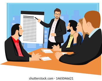 Simple Business Cartoon Illustration Group Discussion Stock Vector ...