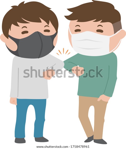 Illustration Young Men Doing Elbow Bumps Stock Vector (Royalty Free ...