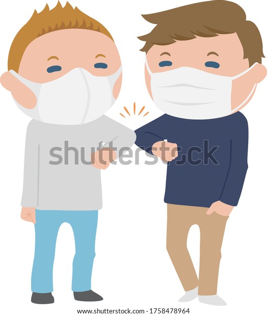 Illustration Young Men Doing Elbow Bumps Stock Vector (Royalty Free ...