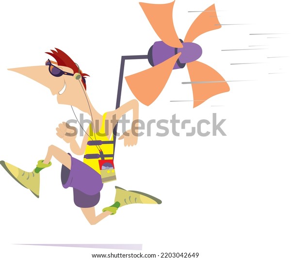 Illustration Young Running Man Cartoon Running: เวกเตอร์สต็อก (ปลอดค่า ...
