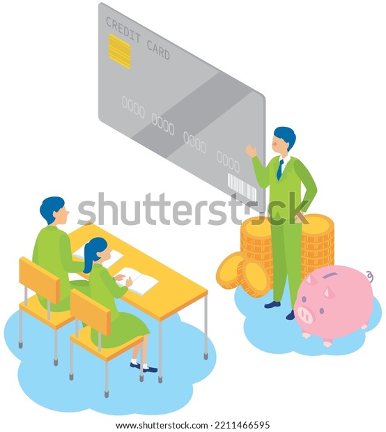 Illustration Young Student Learning About Credit Stock Vector (Royalty ...