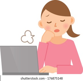Illustration Young Woman Using Computer Stock Vector (Royalty Free ...
