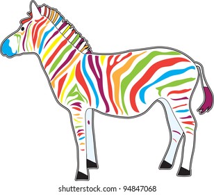 Illustration Zebra Profile Multi Color Stripes Stock Vector (Royalty ...