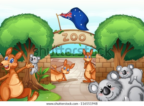 Illustration Zoo Scene Stock Vector (Royalty Free) 116551948