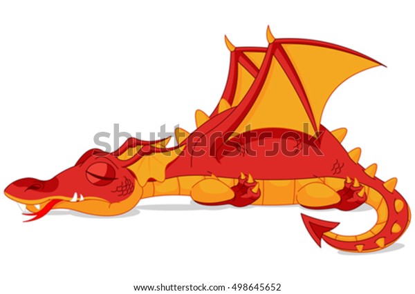 Illustrations Beautiful Red Dragon Sleep Stock Vector (Royalty Free ...