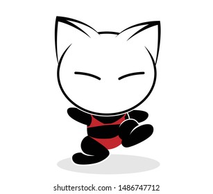 Illustrations Cat Action On White Background Stock Vector (Royalty Free ...