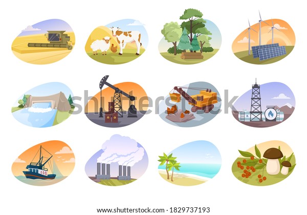 Illustrations Depicting Types Natural Resources Stock Vector (Royalty ...