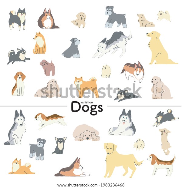 Illustrations Different Types Dogs Different Facial Stock Vector ...