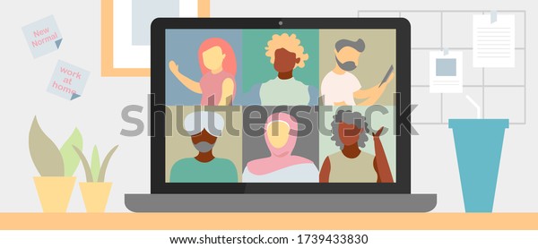 Illustrations Flat Design Video Conference Concept Stock Vector ...