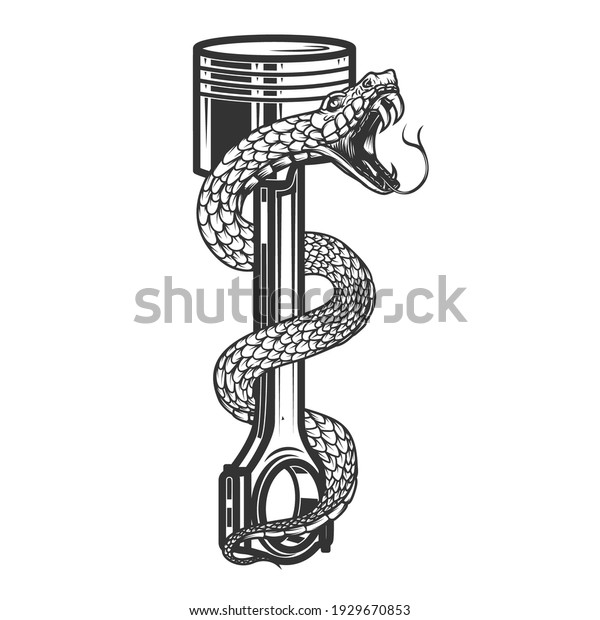 Illustrations Snake On Car Piston Design Stock Vector (Royalty Free ...