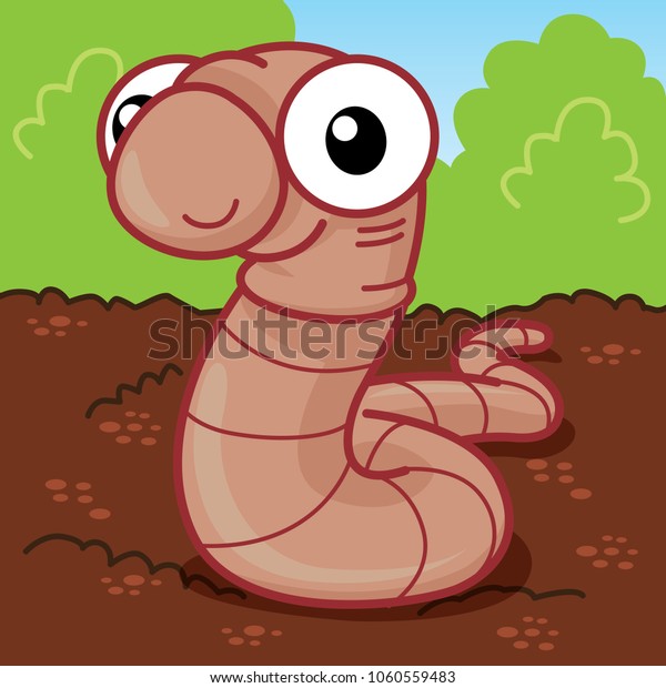 Illustrator Earthworm On Garden Cute Vector: เวกเตอร์สต็อก (ปลอดค่า ...