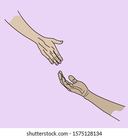 Illustrator Hand Help Sign Cartoon Style Stock Vector (Royalty Free ...