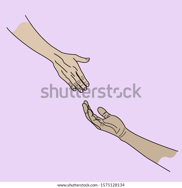 Illustrator Hand Help Sign Cartoon Style Stock Vector (Royalty Free ...