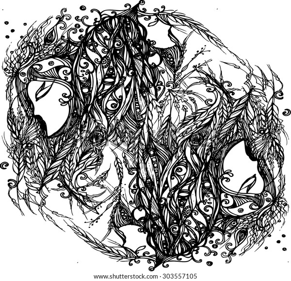 Illustrator Line Art Mask Stock Vector (Royalty Free) 303557105 ...