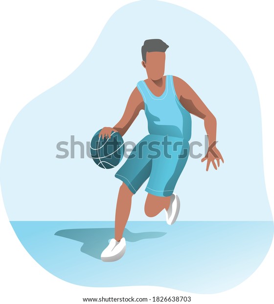Ilustration Vector Graphic Man Dribbling Basketball Stock Vector ...