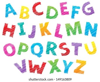 Vektor Stok Vector Sketch Alphabet Different Colors Letters (Tanpa ...