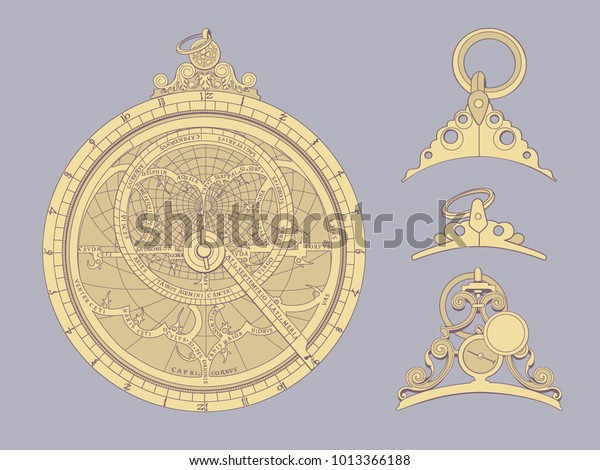Image Antique Astrolabe Stock Vector (Royalty Free) 1013366188 ...