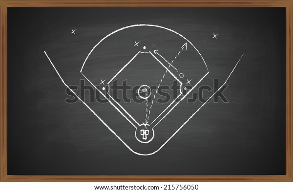 Image Baseball Field On Chalkboard Stock Vector (Royalty Free) 215756050