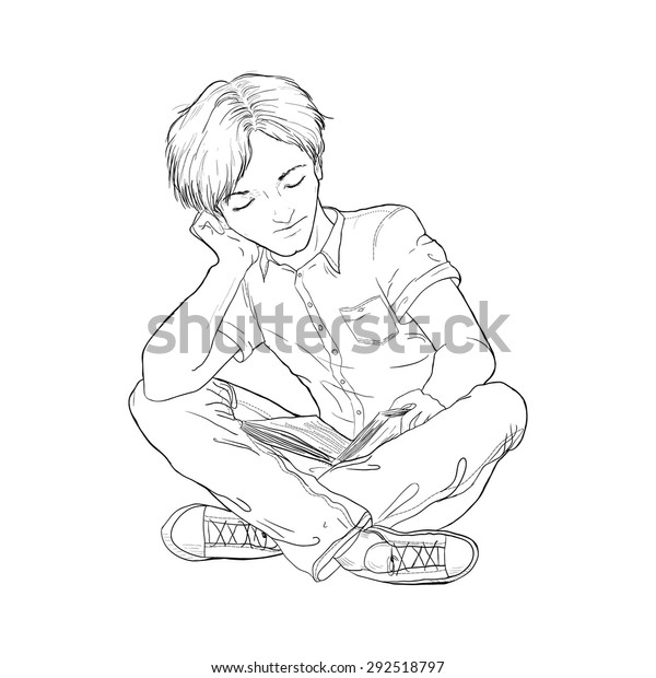 Image Boy Sitting On Floor His Stock Vector (Royalty Free) 292518797