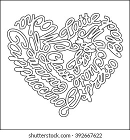 Image Coffee Names Put Together Shape Stock Vector (Royalty Free ...