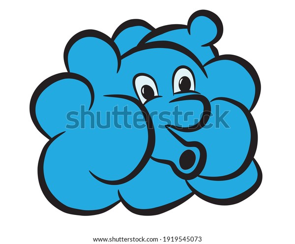 Image Cute Cartoon Cloud Blowing Wind Stock Vector (Royalty Free ...