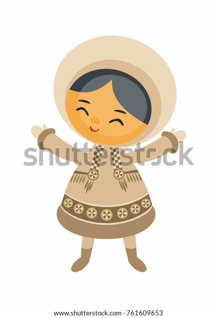 Image Cute Cartoon Eskimo Girl Vector Stock Vector (Royalty Free ...