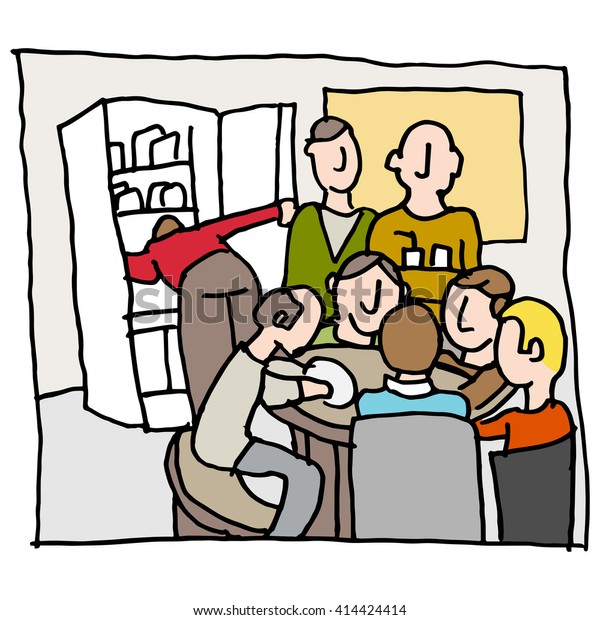 Image Employees Crowded Break Room Stock Vector (Royalty Free) 414424414
