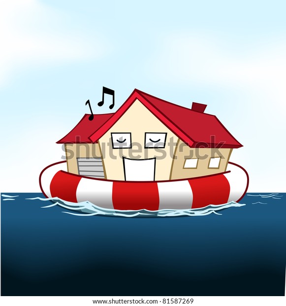 Image House Cartoon Style Floating On Stock Vector (Royalty Free ...