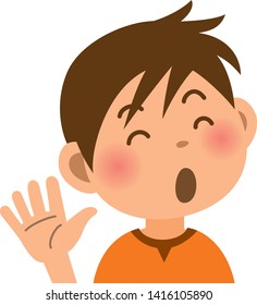 Image Illustration Boy Waving Smile Stock Vector (Royalty Free ...